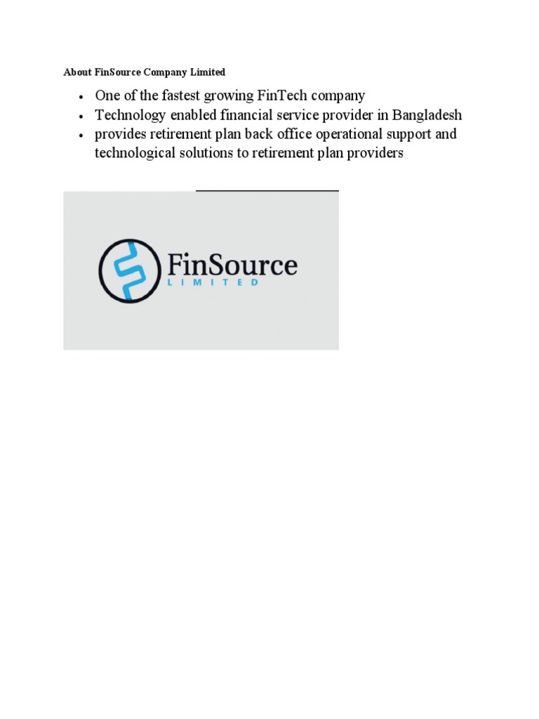 About FinSource Company Limited | PDF