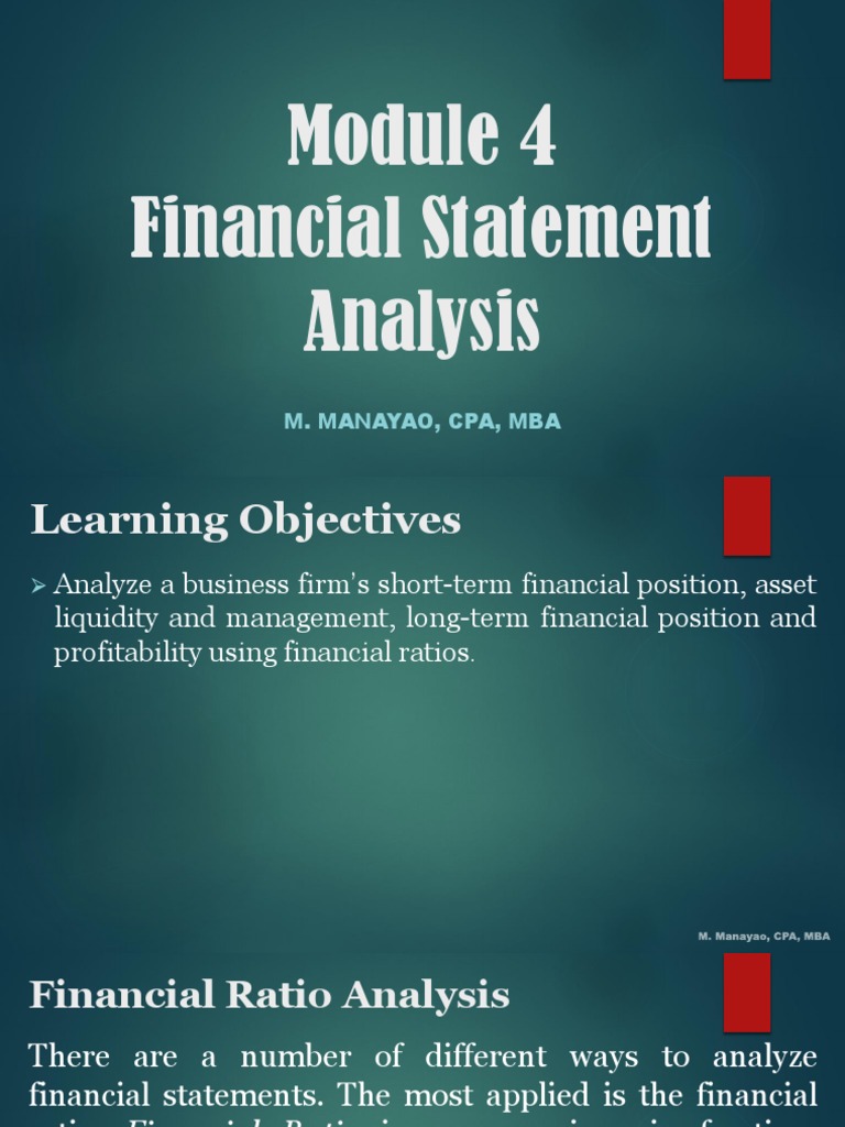 Module 4 - Financial Statement Analysis (Part 2) PDF | PDF | Financial Ratio | Revenue
