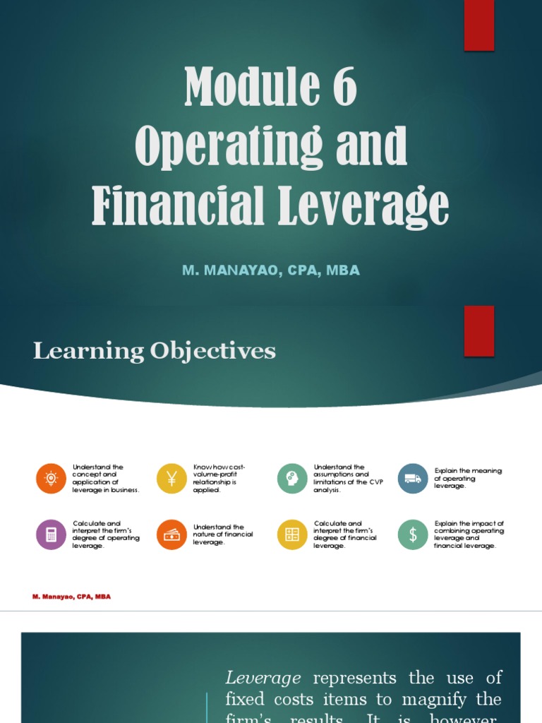 Module 6 - Operating and Financial Leverage | Download Free PDF | Leverage (Finance) | Economies