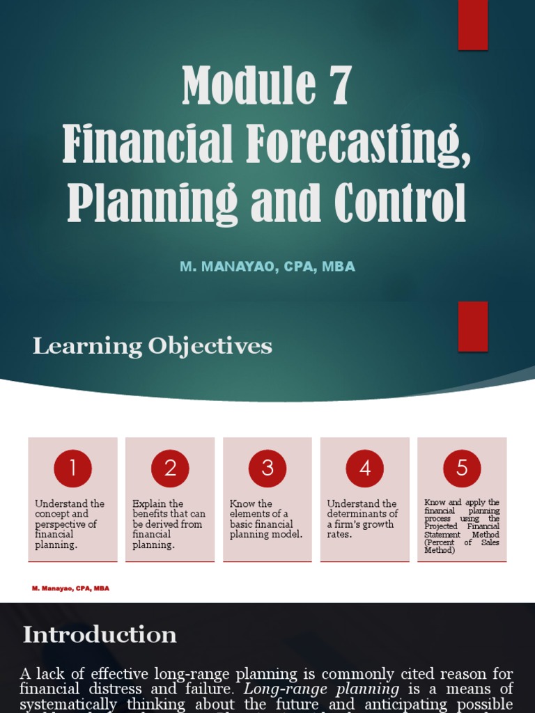 Module 7 - Financial Forecasting, Planning and Control | PDF | Equity (Finance) | Balance Sheet