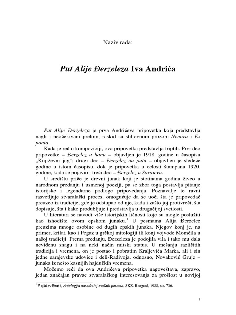 Put Alije Djerzeleza Iva Andrica PDF | PDF
