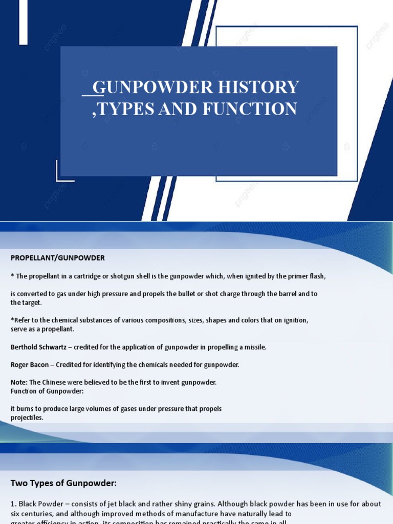Gunpowder Types and Ballistics Functions | PDF | Gunpowder | Gun Barrel