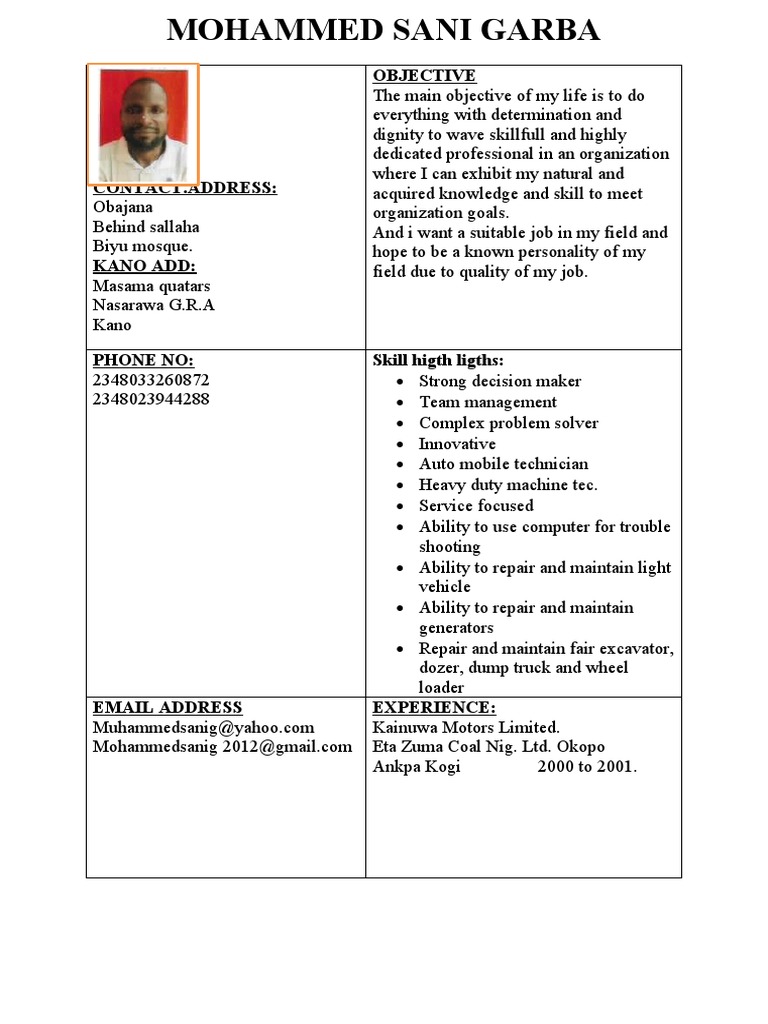 Mohammed Sani Garba CV | PDF