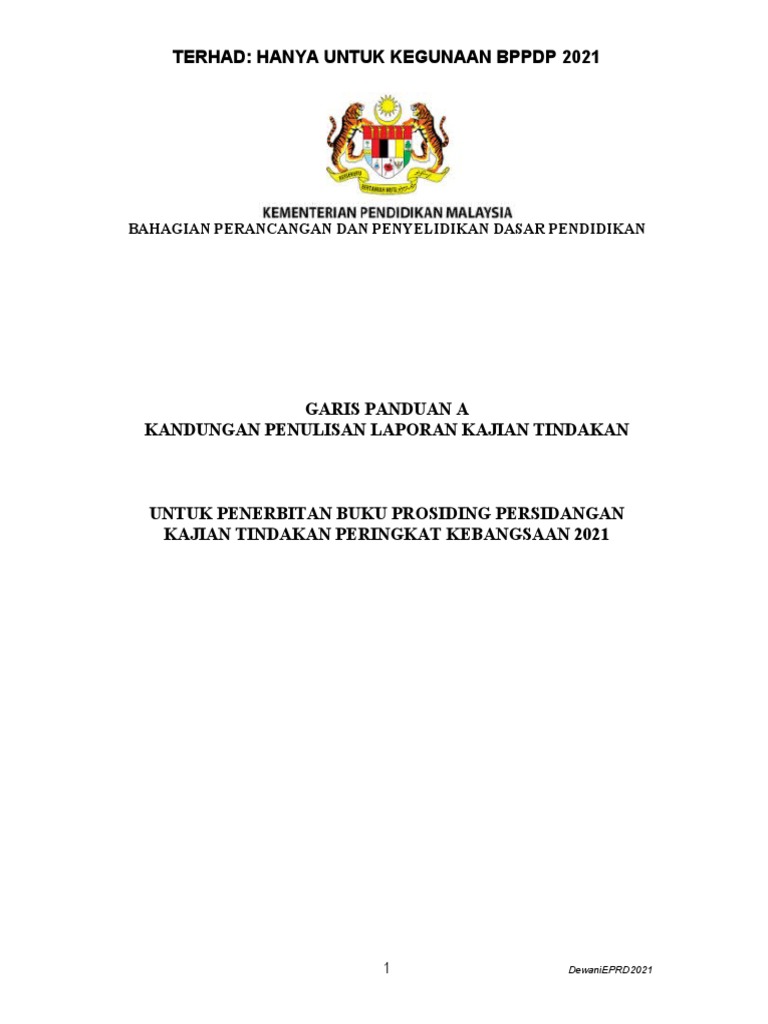 Bahan 2a - GP PENULISAN LAPORAN KAJIAN TINDAKAN 13.07.21 | PDF
