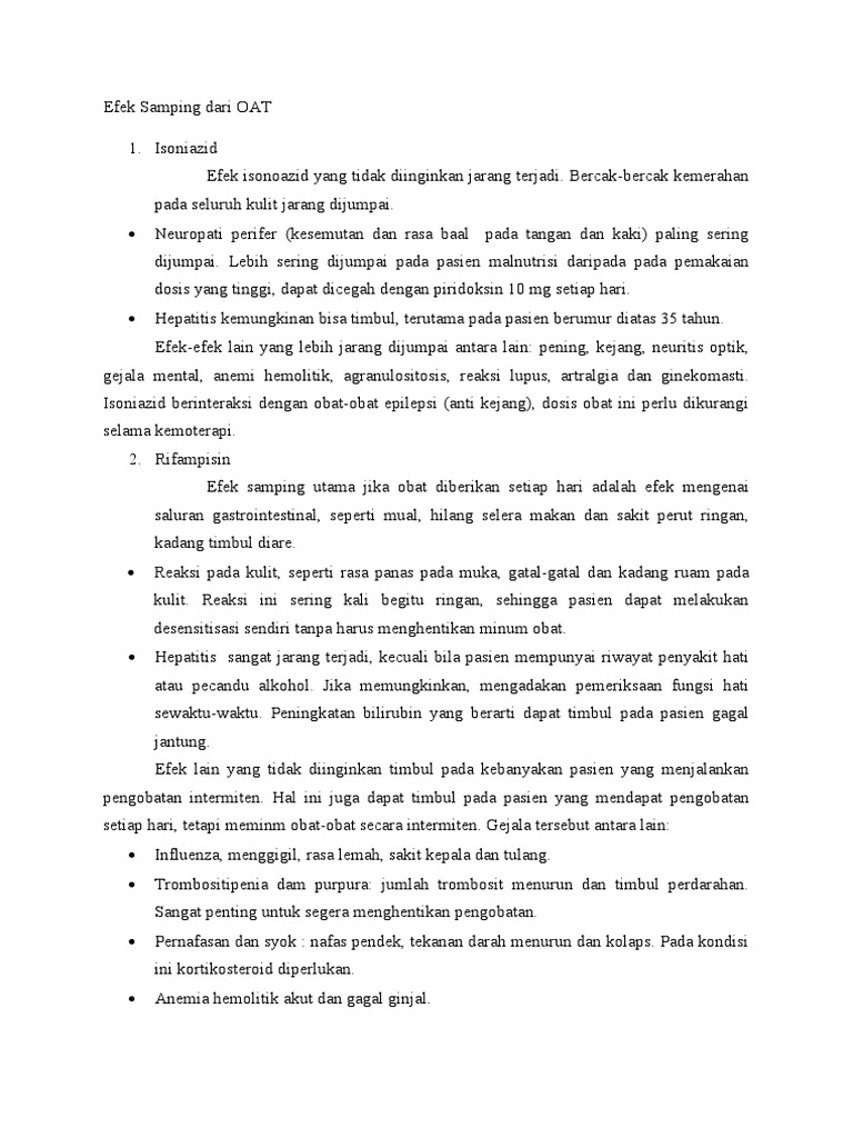 Efek Samping Dari OAT | PDF