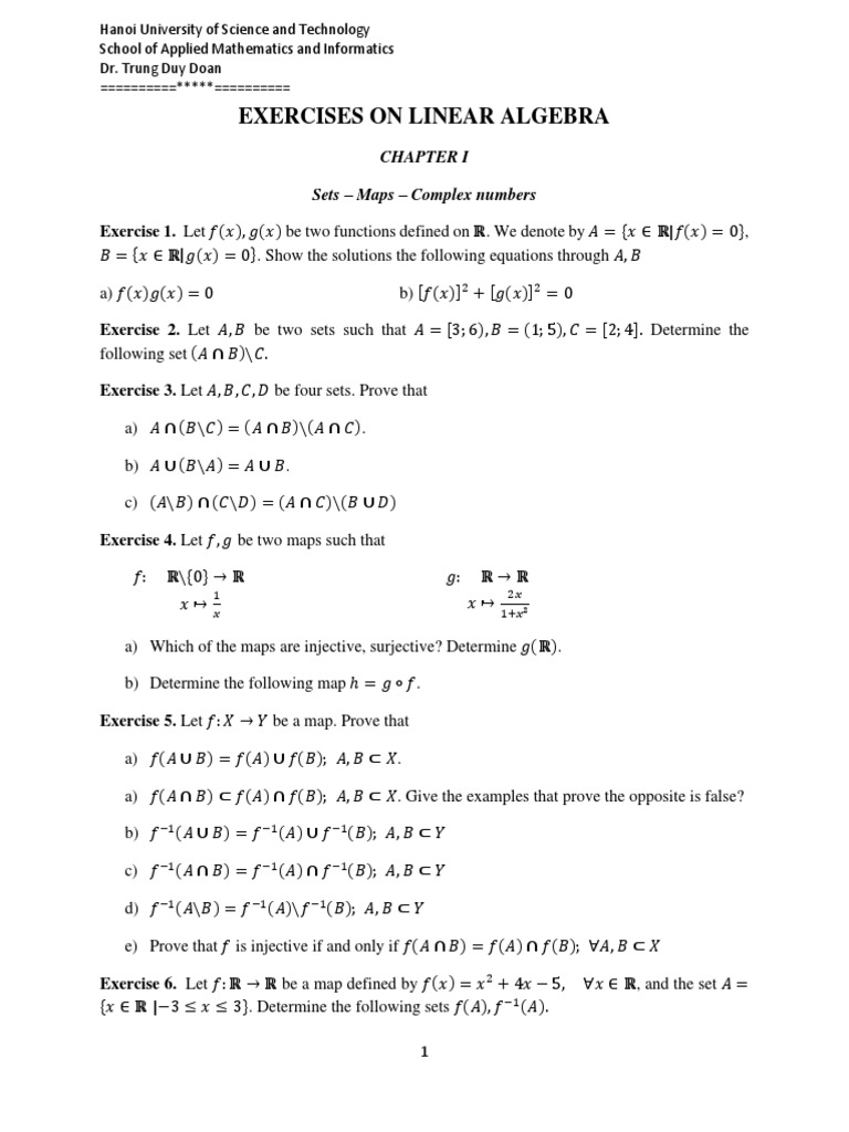 Linear Algebra Exercises and Solutions | PDF | Basis (Linear Algebra) | Eigenvalues And Eigenvectors