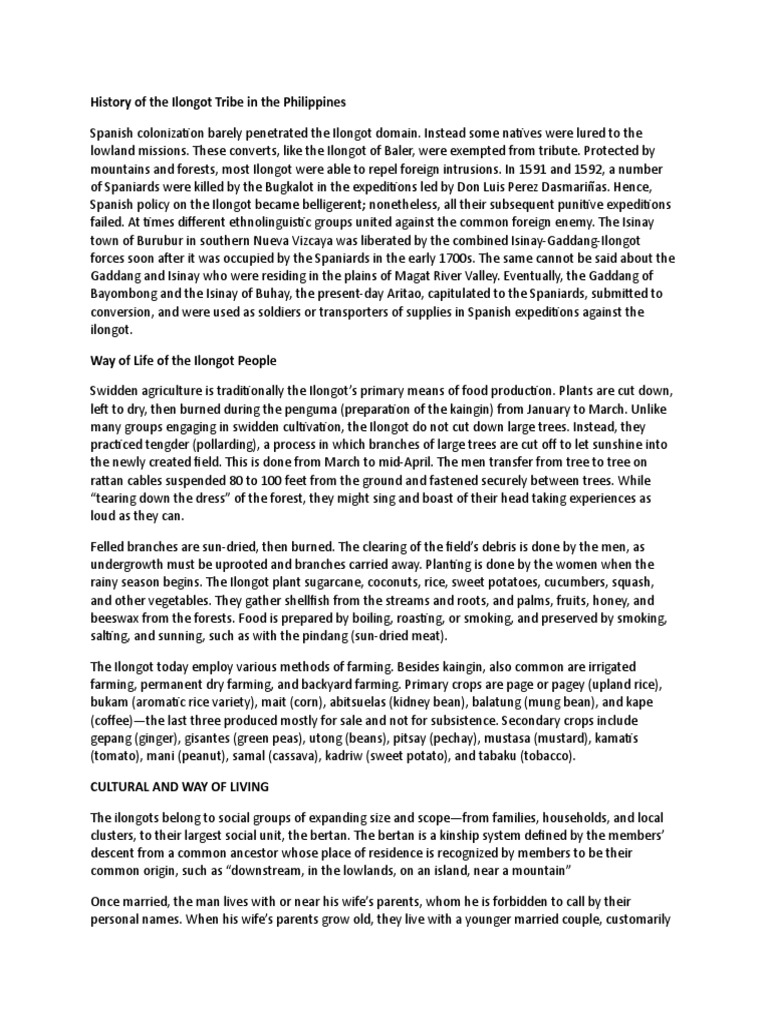 Cultural Traditions and Way of Life of the Ilongot Tribe in the ...