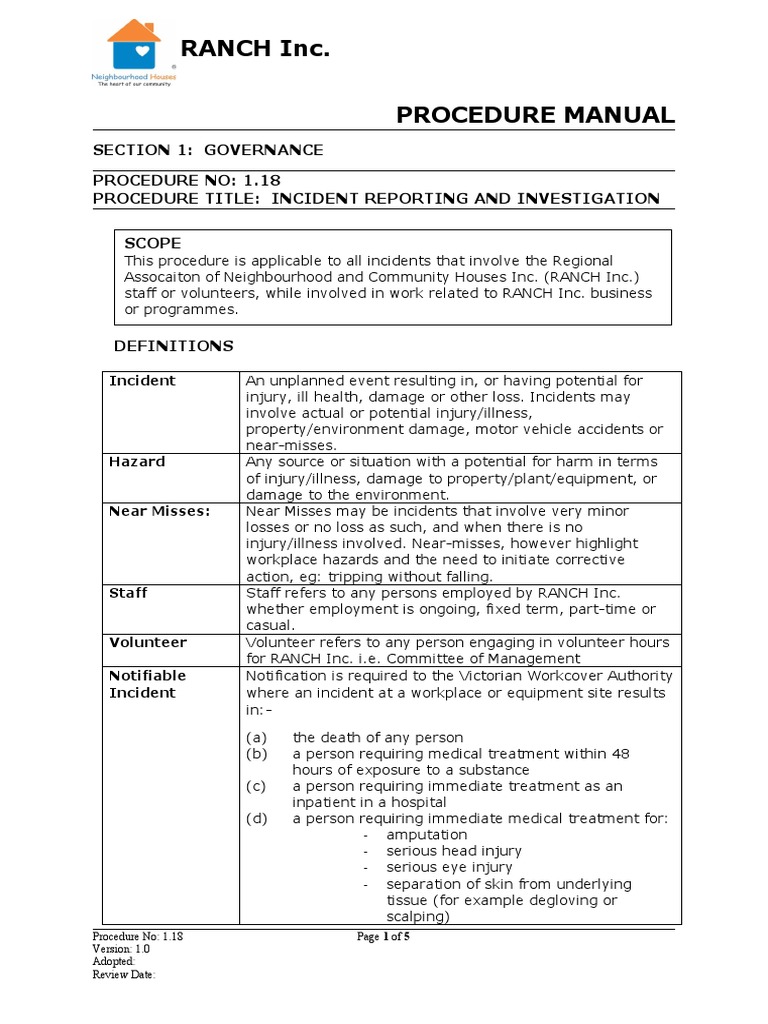 1.18 Incident Reporting and Investigation Procedure | PDF ...
