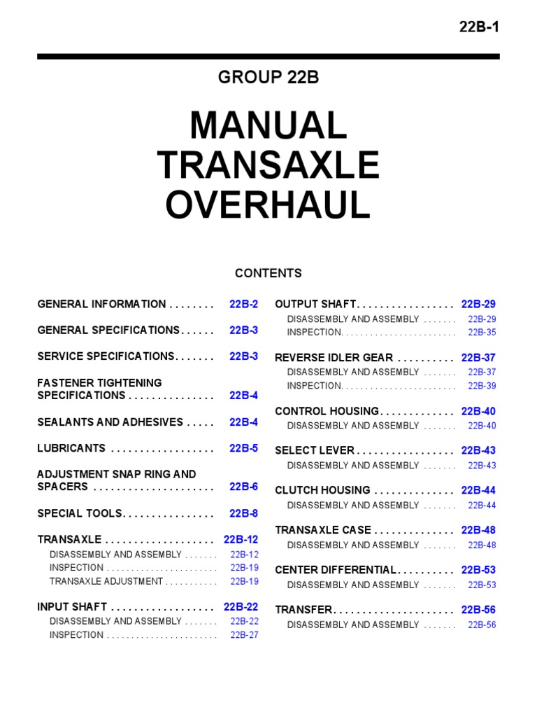 Manual Transaxle Overhaul PDF | PDF | Manual Transmission | Vehicles
