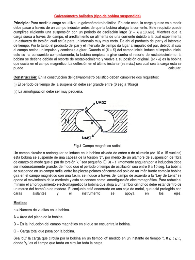Ballistic Galvanometer Español | PDF | Inductor | Inducción electromagnética