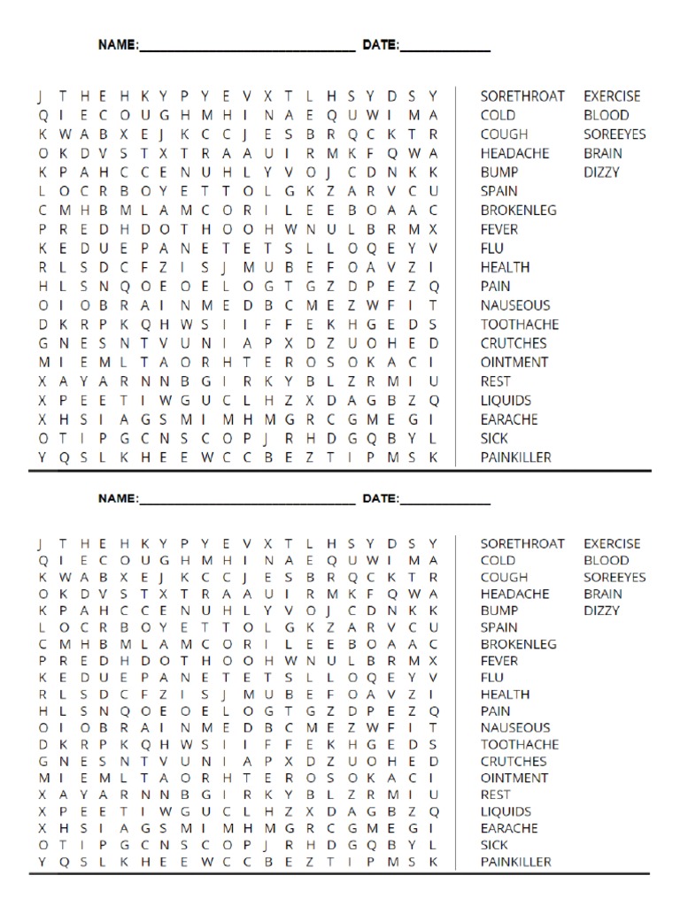 Sopa de Letras Enfermedades | PDF