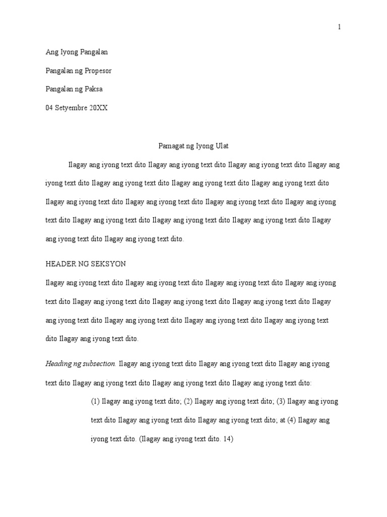 Heading NG Subsection. Ilagay Ang Iyong Text Dito Ilagay Ang Iyong Text Dito Ilagay Ang Iyong | PDF