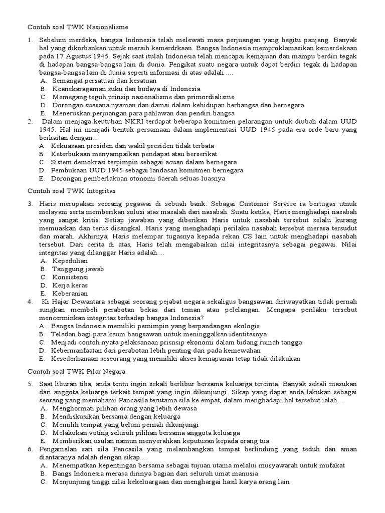 Contoh Soal TWK Nasionalisme | PDF