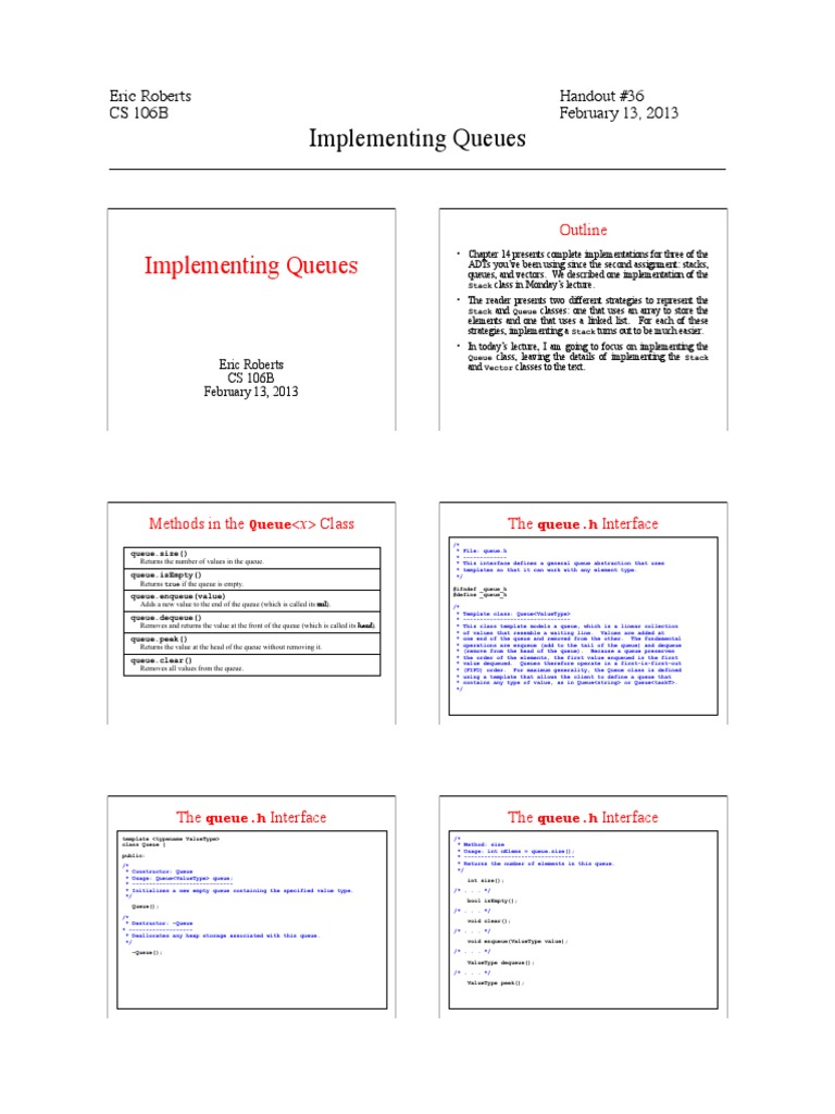 36 ImplementingQueues | PDF | Queue (Abstract Data Type) | Pointer (Computer Programming)