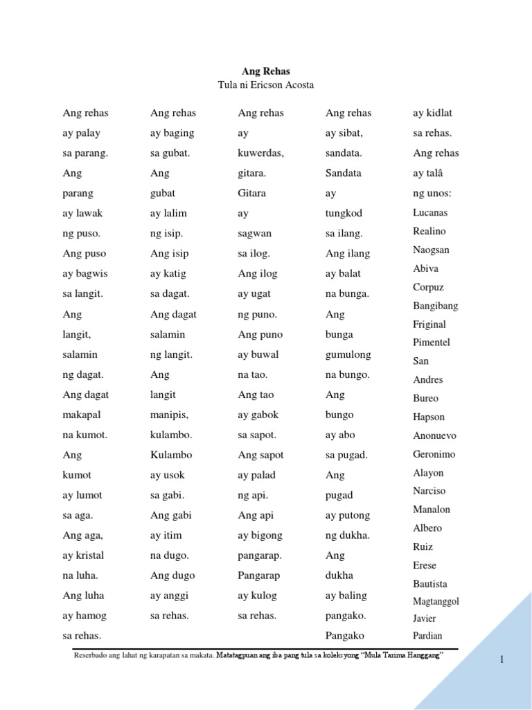 Ang Rehas Ni Ericson Acosta PDF | PDF