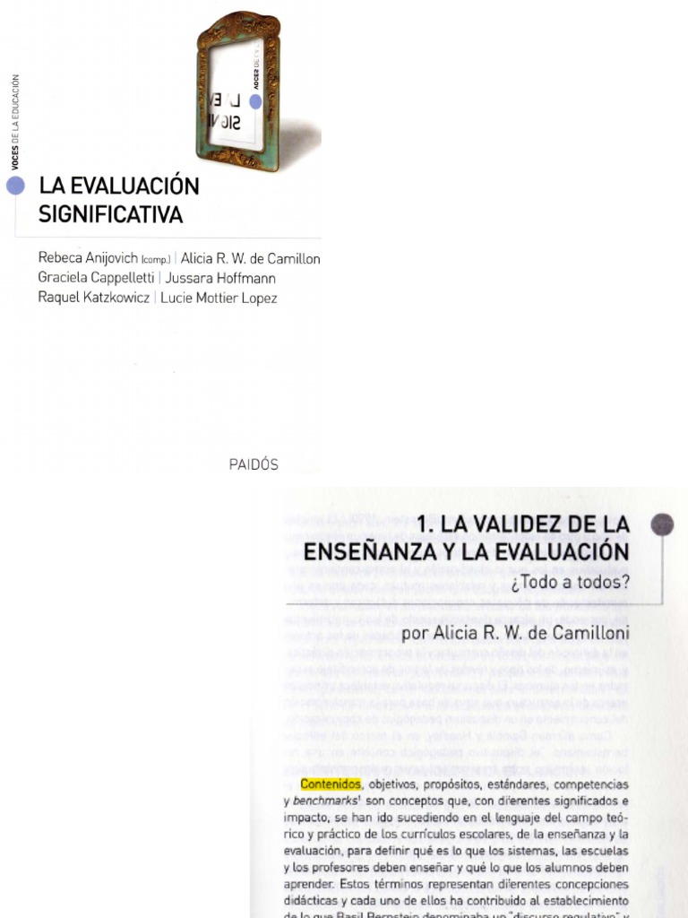 Evaluación Significativa según Anijovich | PDF | Evaluación | Validez ...