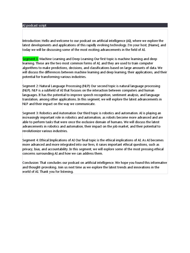 AI Podcast Script | PDF