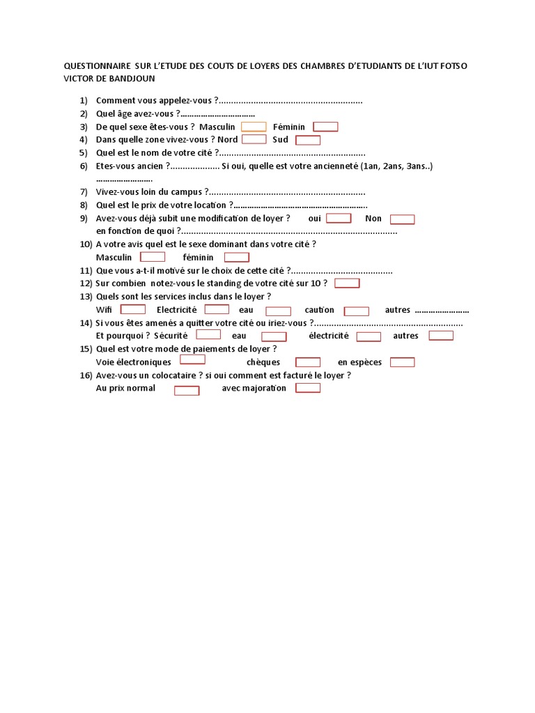 QUESTIONNAIRE | PDF | Jeux et activités