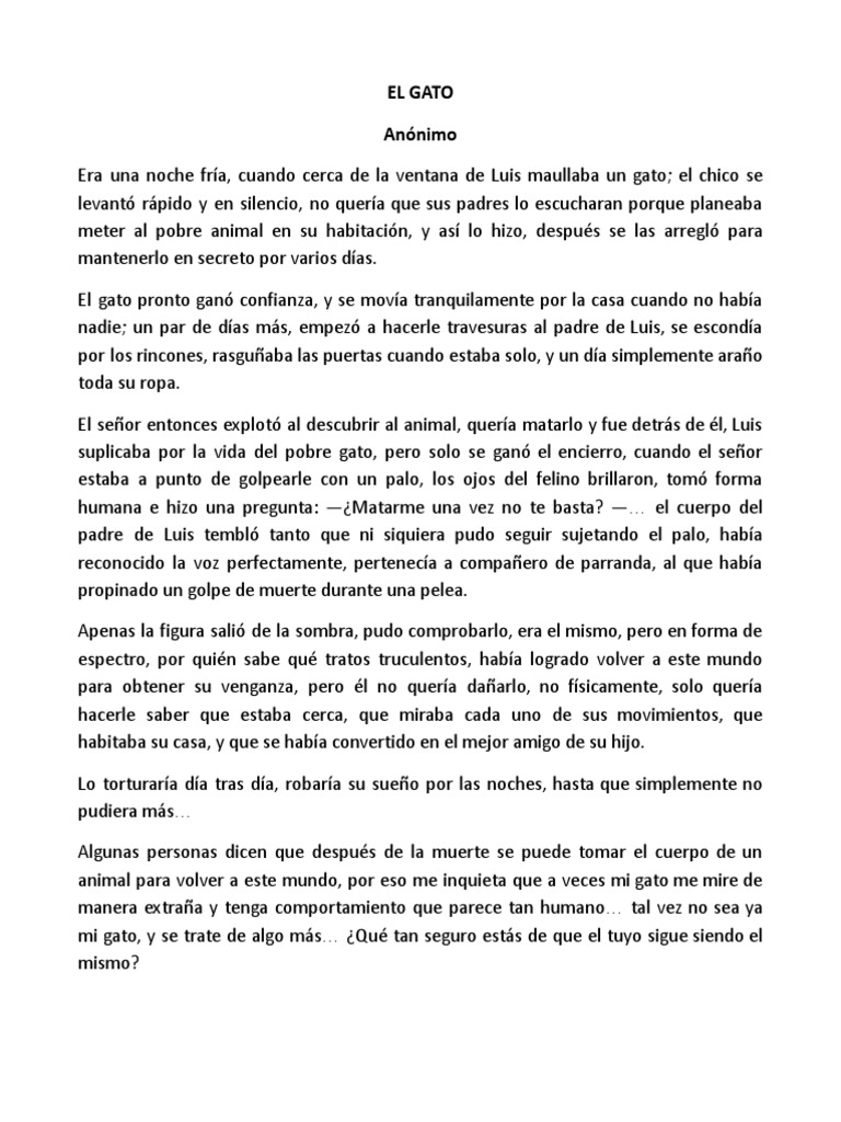 Cuento - El Gato | PDF