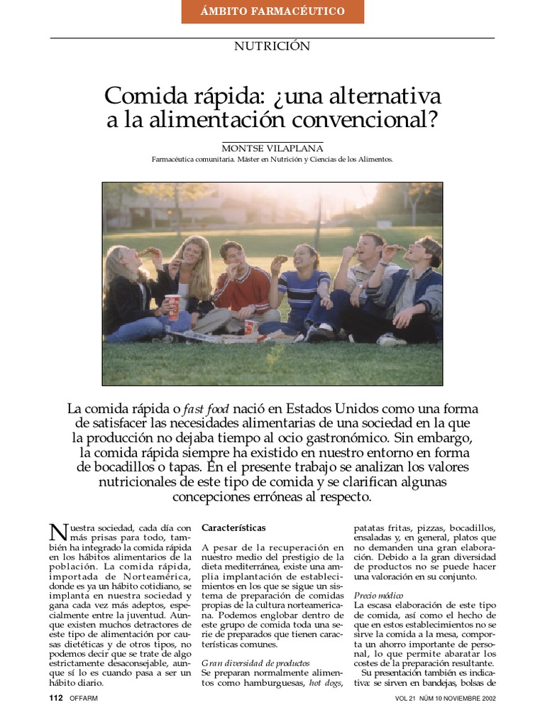 Comida Rápida ¿Una Alternativa A La Alimentación Convencional | PDF ...
