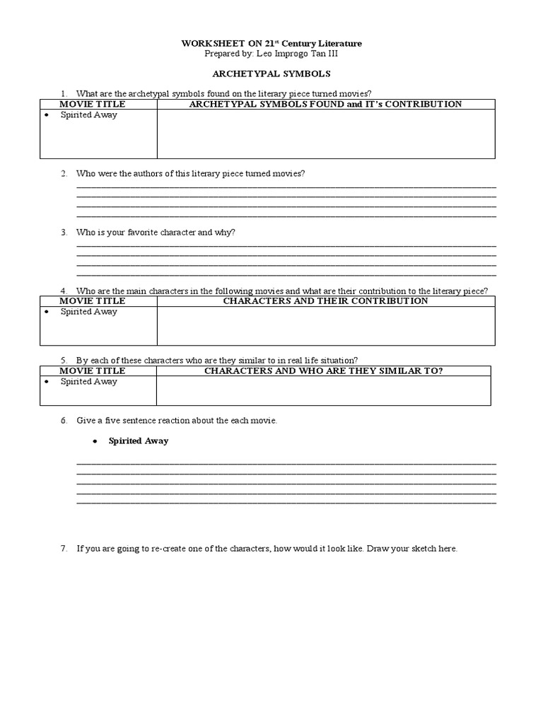 Spirited Away Worksheet Activities | PDF