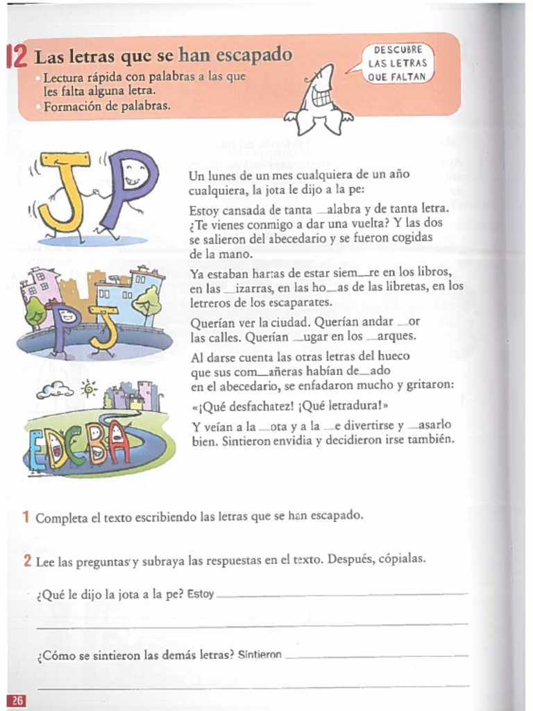 Ejercicios para Mejorar La Comprensión Lectora Ed. Santillana 2ºEPO (2 ...