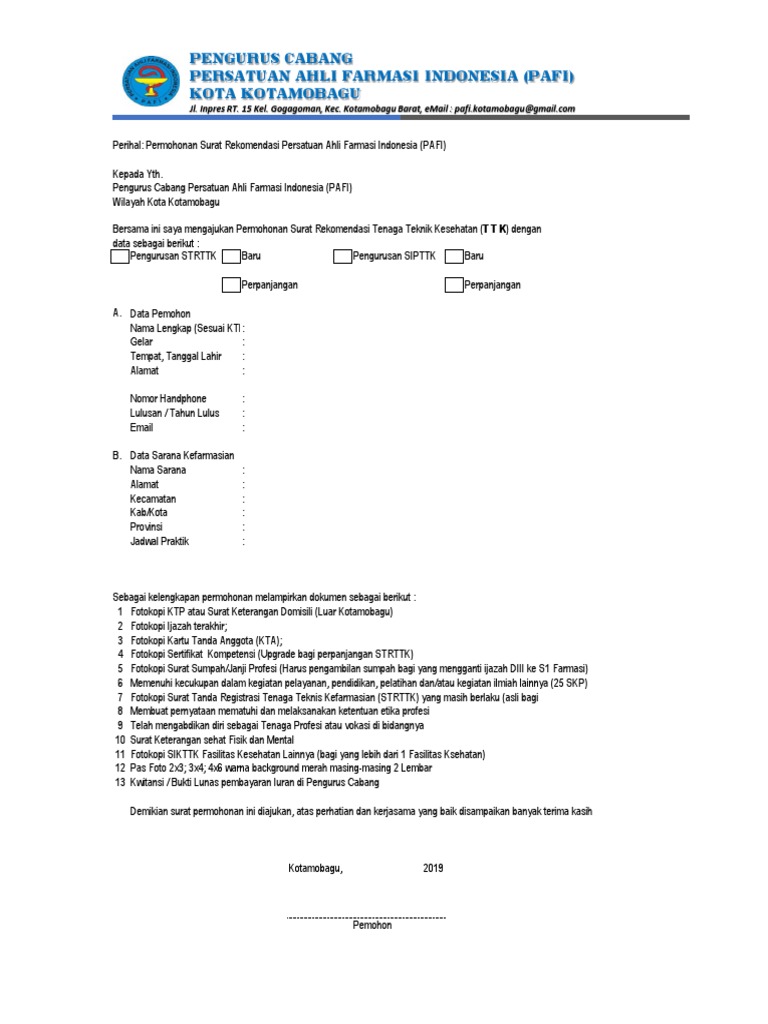 FORMULIR REKOM SIKTTK DAN STRTTK | PDF