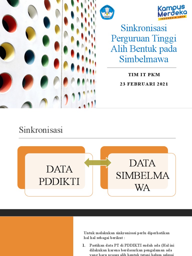 BImbingan Teknis - Sinkronisasi Perguruan Tinggi Alih Bentuk Pada ...