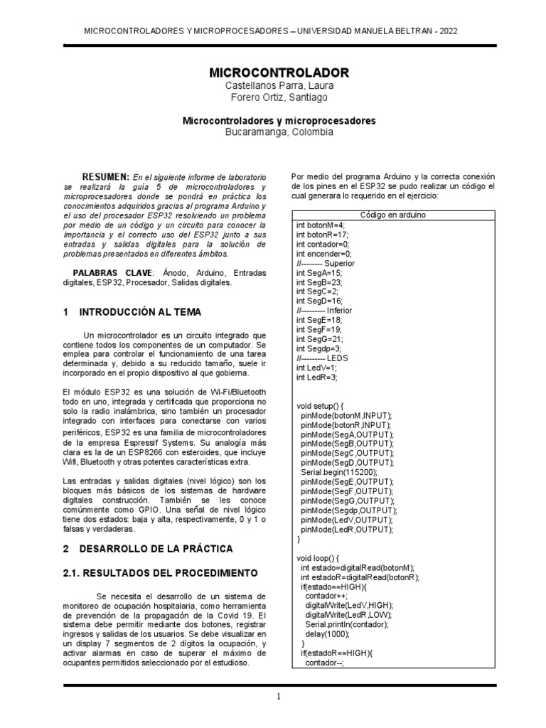 Guía 1 IEEE Micro y Micropro | PDF | Arduino | Microcontrolador