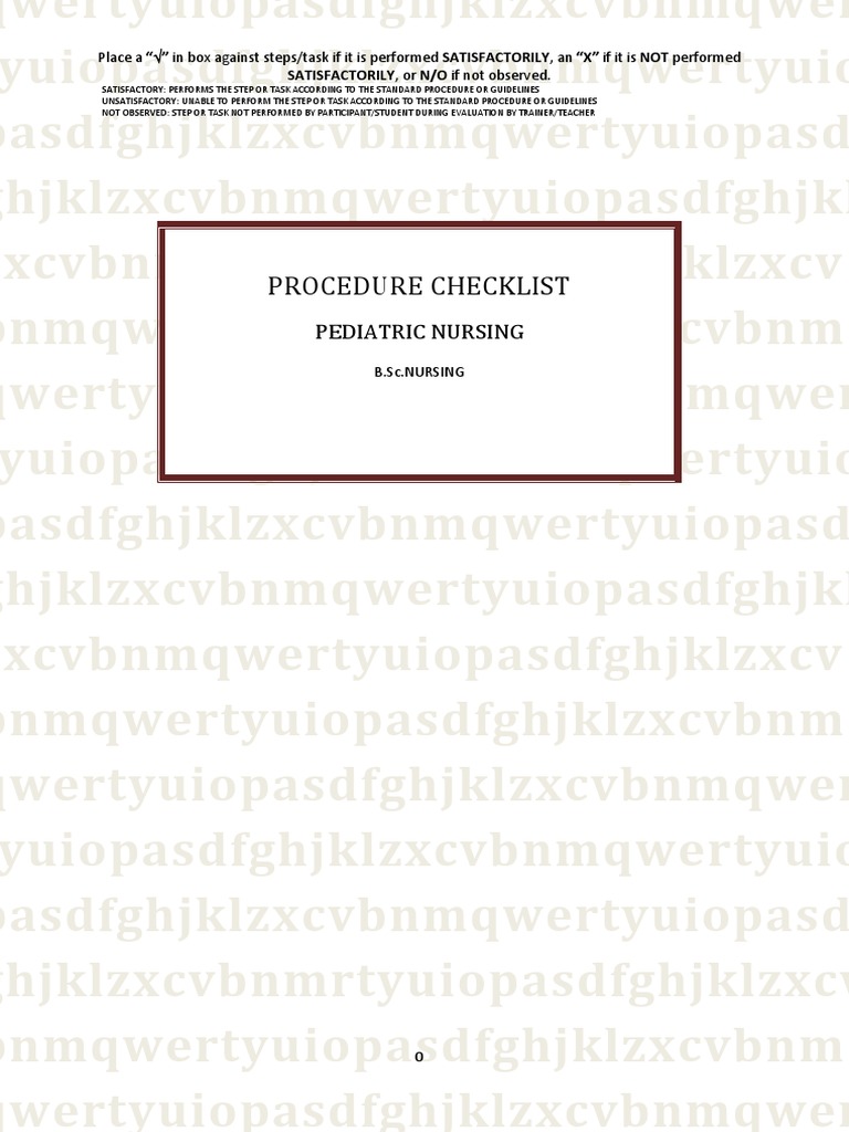 Checklist Pediatric Nursing DRAFT | PDF | Neonatal Intensive Care Unit ...