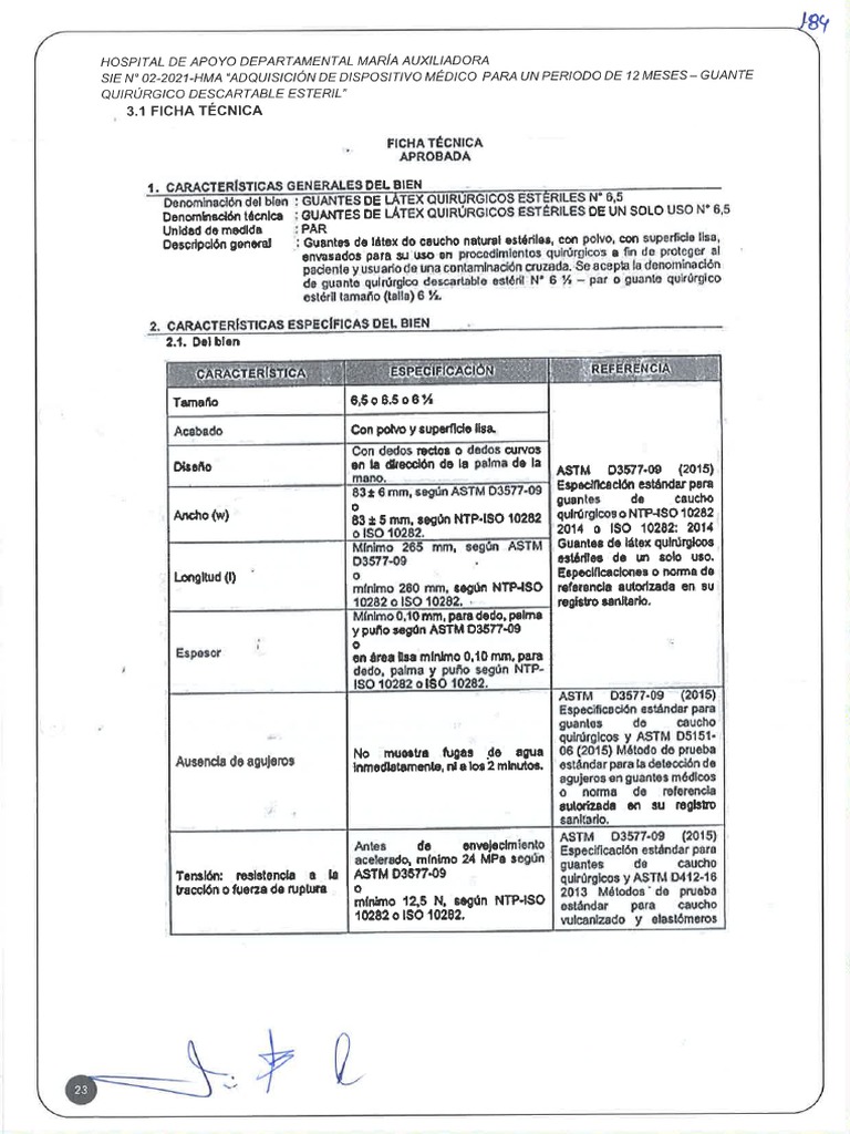 Ficha Homol Guantes Quir | PDF