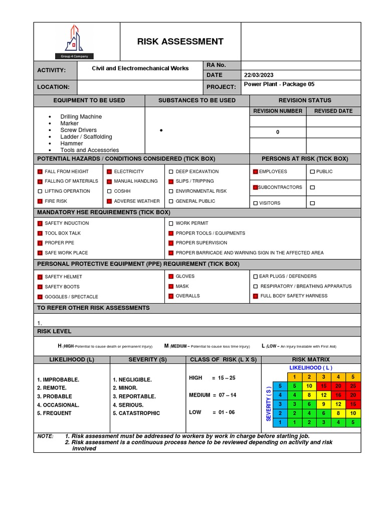 Risk Assessment | PDF | Personal Protective Equipment | Housekeeping
