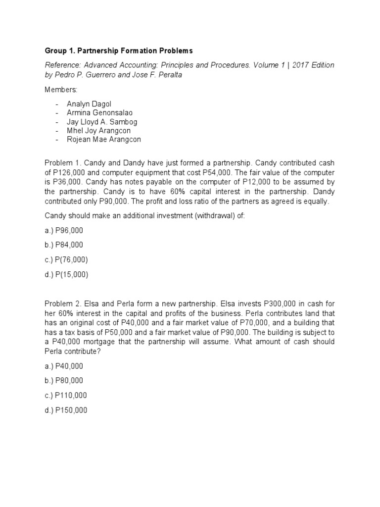 Partnership Formation Problems | PDF
