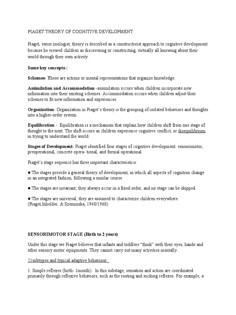 Piaget Theory Parts | PDF | Cognitive Development | Thought
