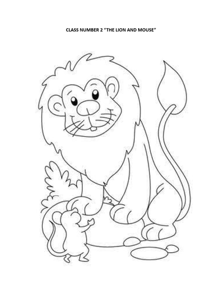 Class Number 2 Colour The Lion and Mouse | PDF