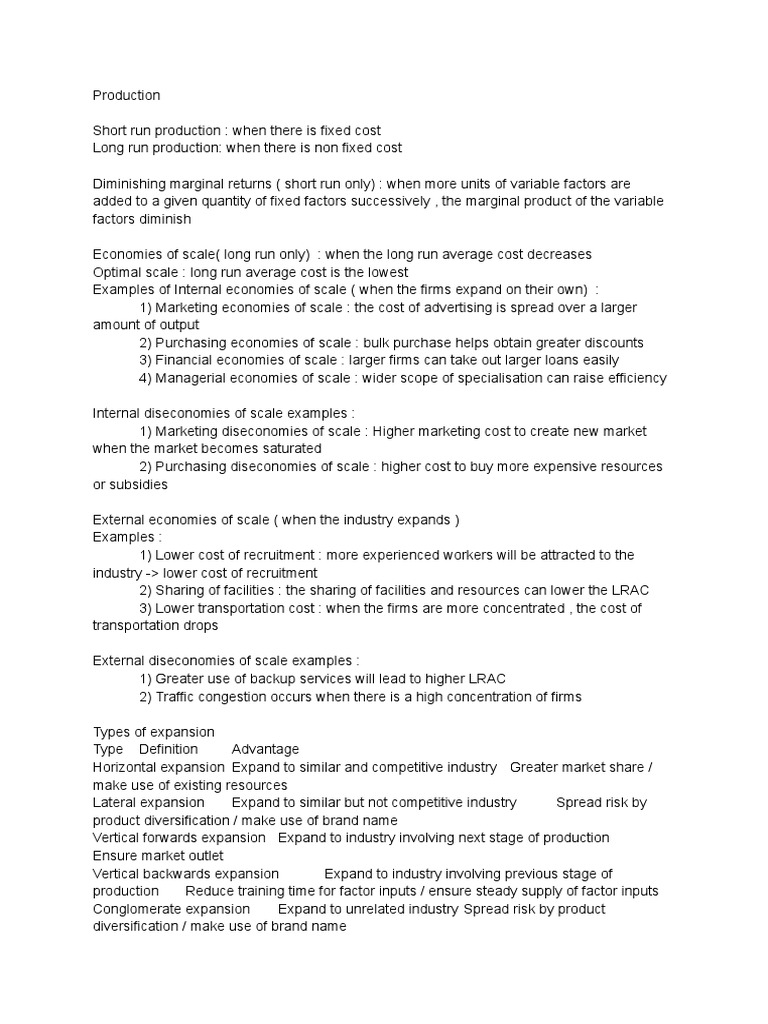 Production Economics Notes | PDF