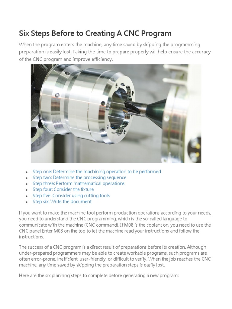 Six Steps Before To Creating A CNC Program | PDF | Numerical Control | Machining