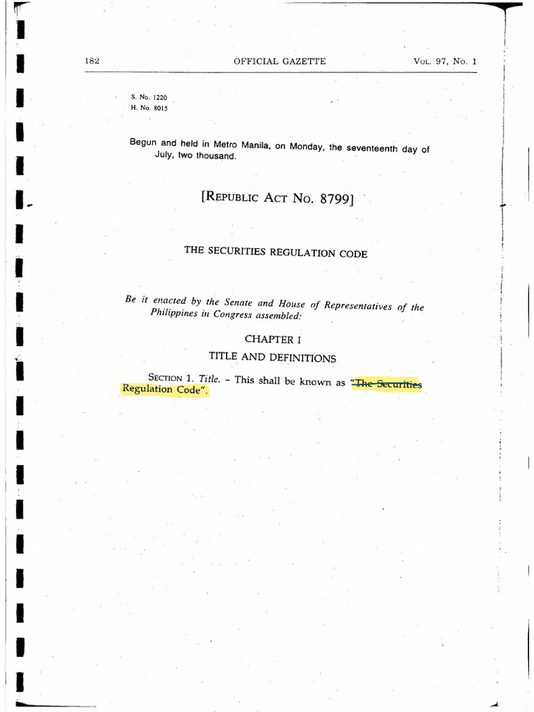 Securities Regulation Code | PDF