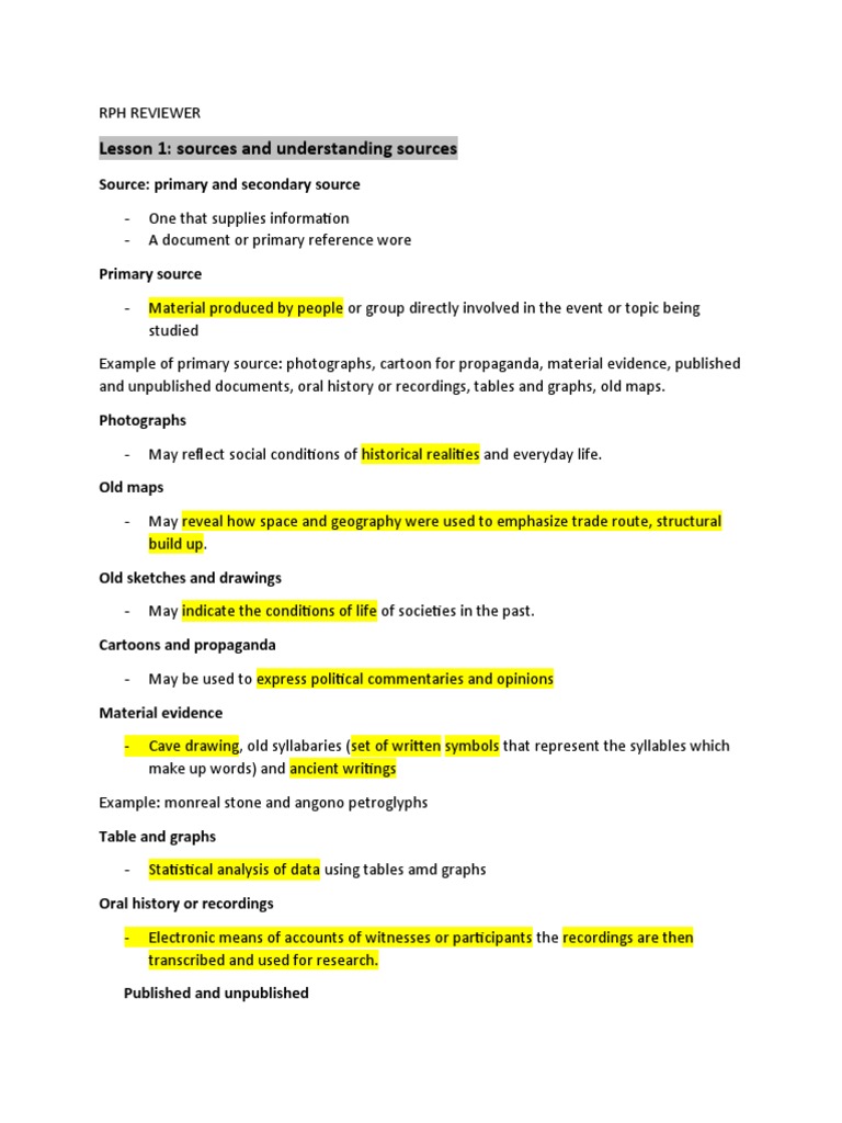 RPH Reviewer Lessons | PDF | Philippines | Spanish Empire