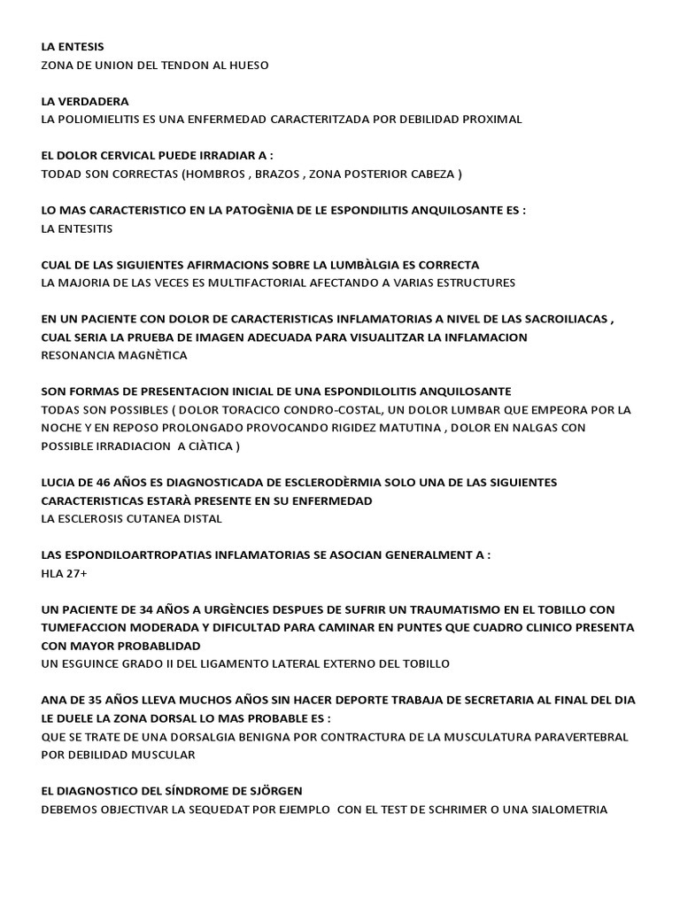 Entesitis Lumbar y Espondilitis | PDF | Dolor lumbar | Tobillo