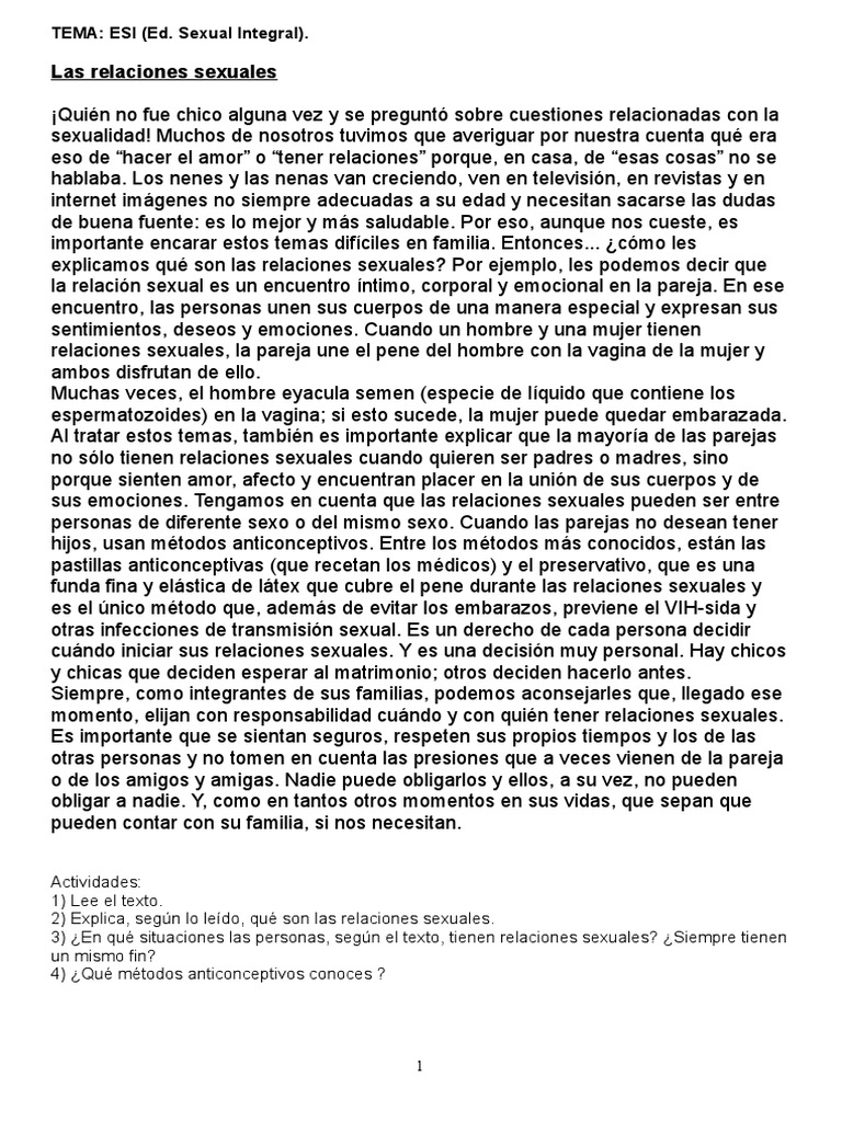 Esi Las Relaciones Sex Pdf Relaciones Sexuales Amor