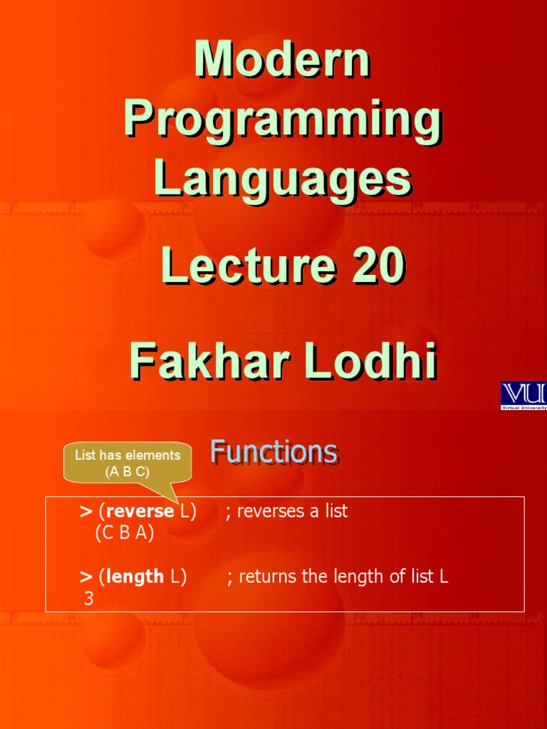 Lecture 19 LISP | PDF | Software Development | Computer Programming Lecture 19 LISP | PDF | Software Development | Computer Programming