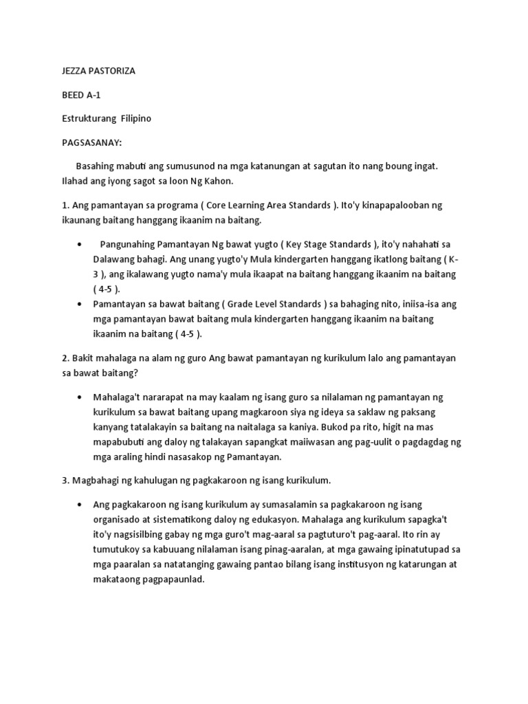 Estrukturang Filipino Aralin 1 & 4 | PDF