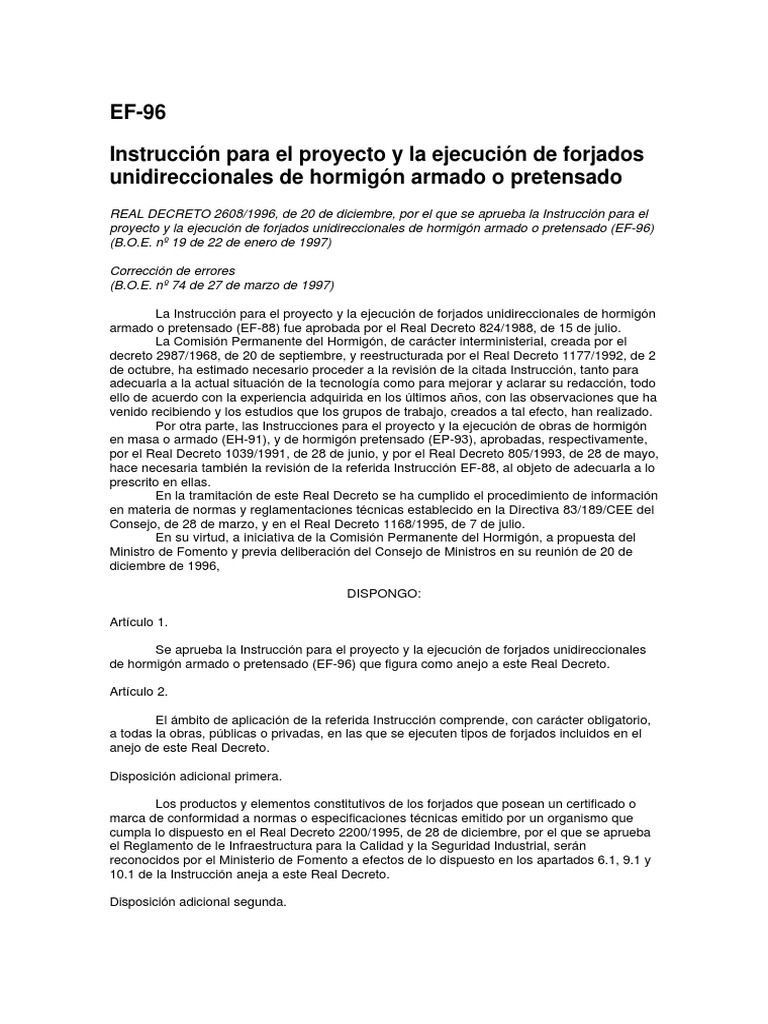 Ef 96 | PDF | Viga (Estructura) | Hormigón