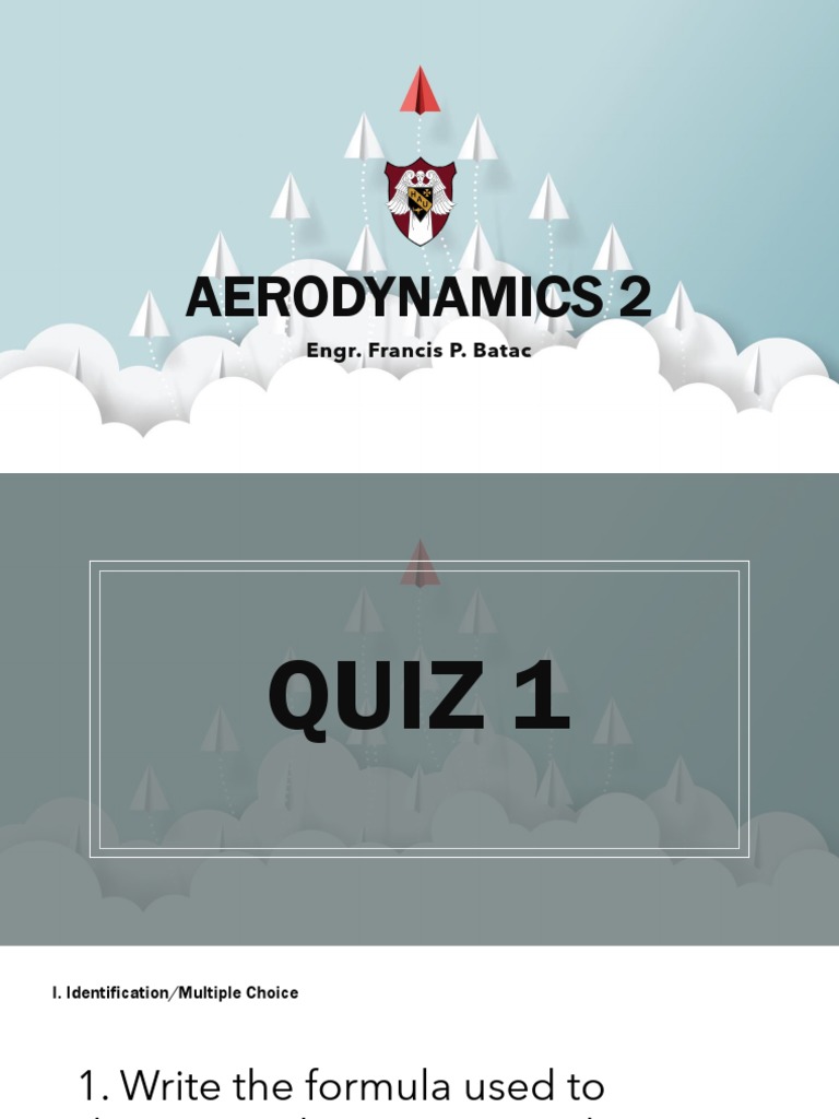 Aerodynamics Quiz and Problem Set | PDF | Vehicle Design | Aviation