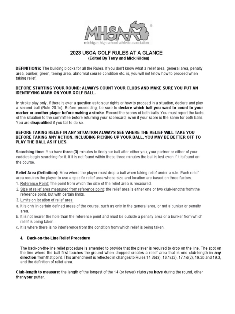 Usga Rules Glance 2023 | PDF | Golf Course | Ball Games Usga Rules Glance 2023 | PDF | Golf Course | Ball Games