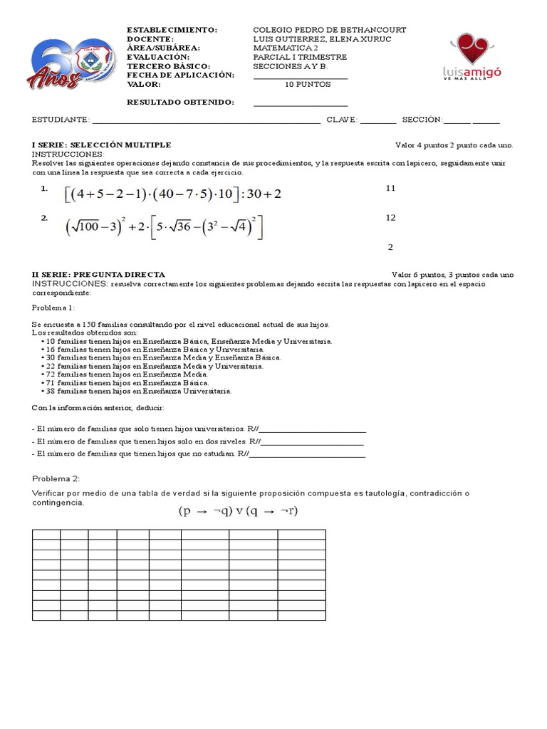 Examen Mate Segundo Basico | PDF | Matemáticas