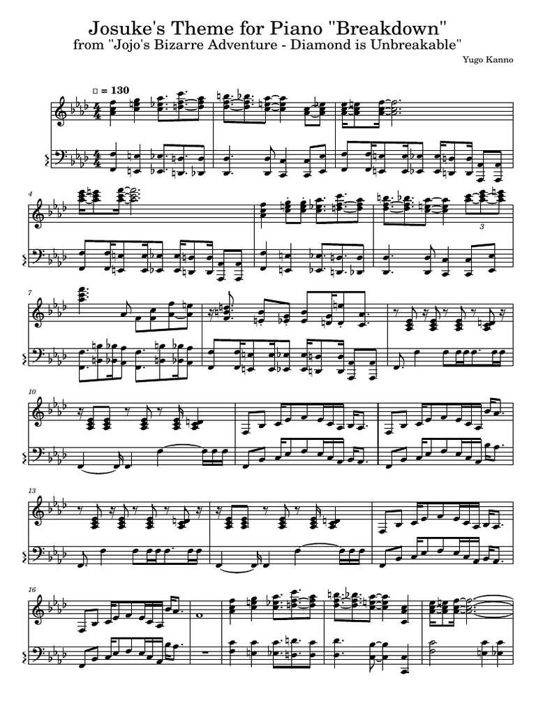 Josukes Theme For Piano Breakdown PDF | PDF