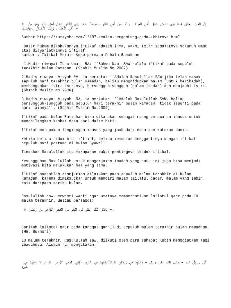 Panduan I'tikaf dan Lailatul Qadar | PDF