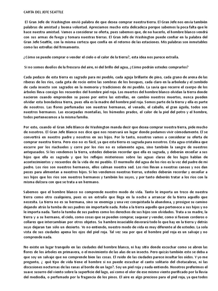 CARTA Jefe Seattle | PDF